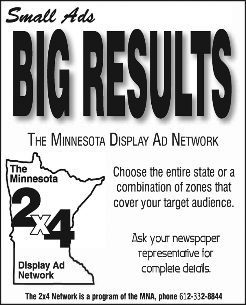 Small Ads Big Results, The Minnesota Display Ad Network, Minneapolis, MN
